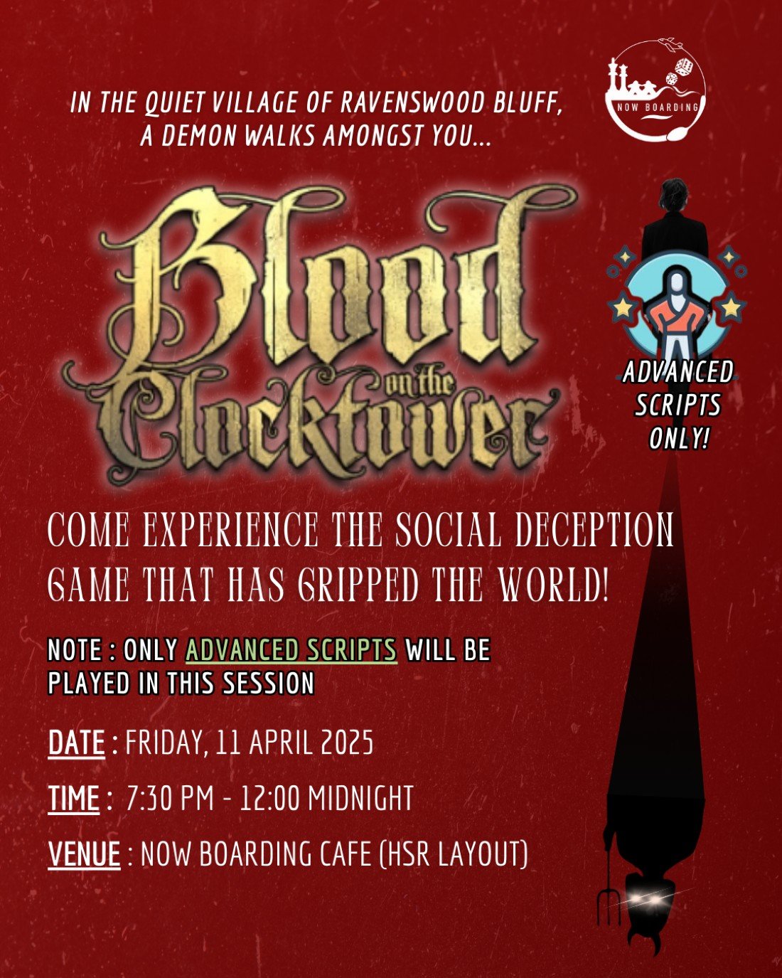 Blood on The Clocktower - Experienced Only Session, Now Boarding Café ...