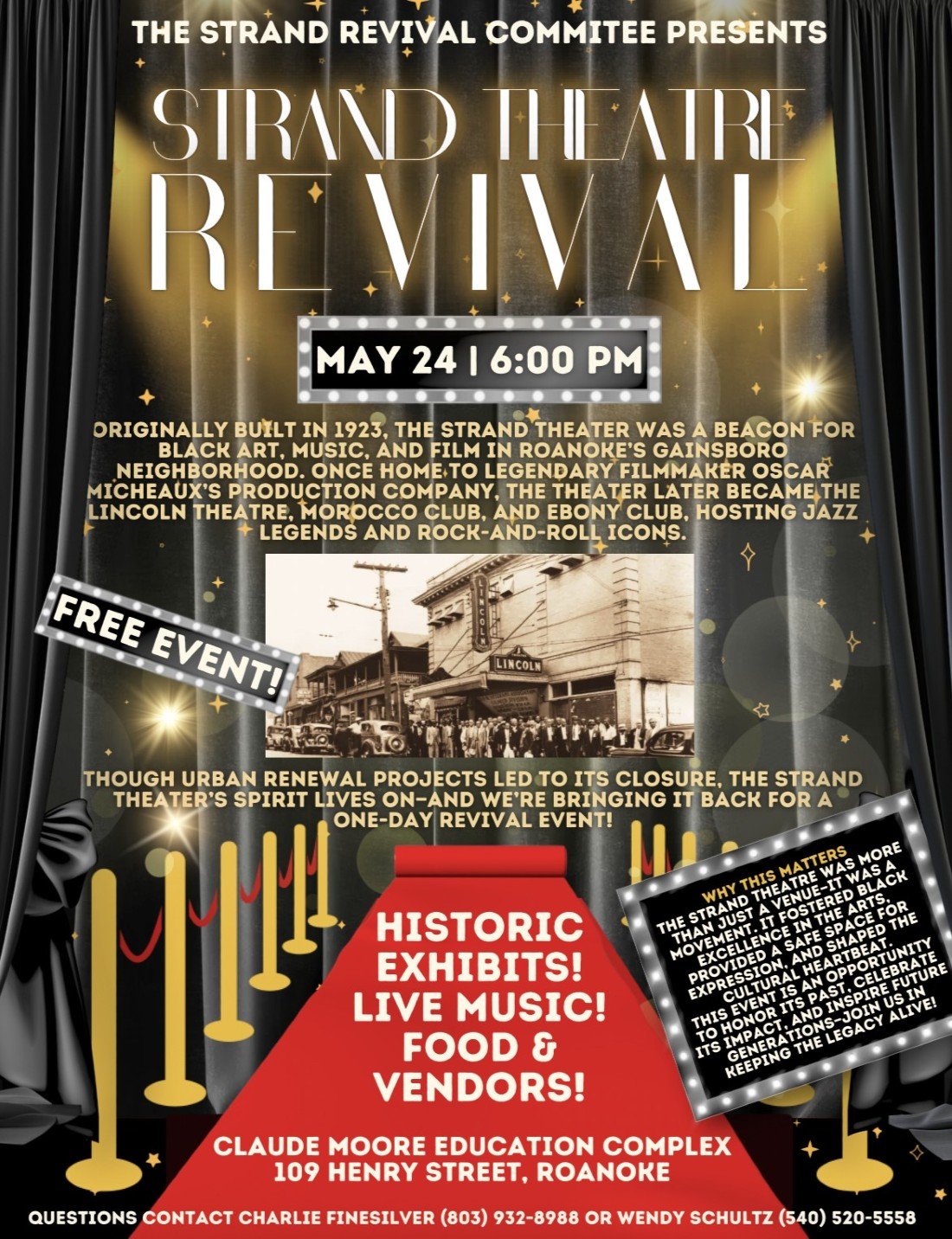 Strand Theatre Revival concert!, Claude Moore Education Complex ...