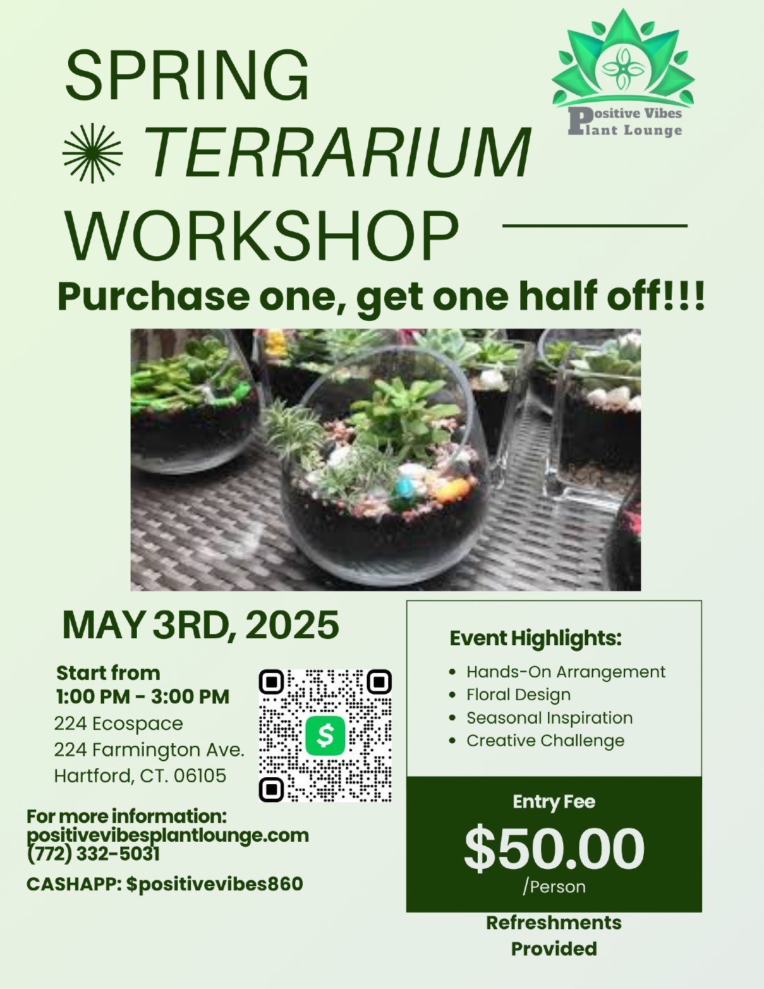 Terrarium Therapy Workshop Tickets, 224 Farmington Ave, Hartford, 3 May ...