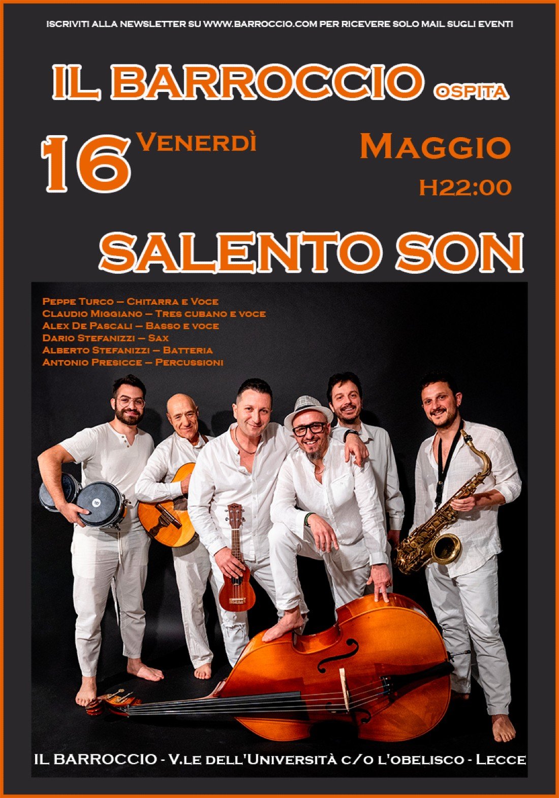 Venerdì 16 Maggio, ore 22:00, Il Barroccio ospita SALENTO SON., Il ...