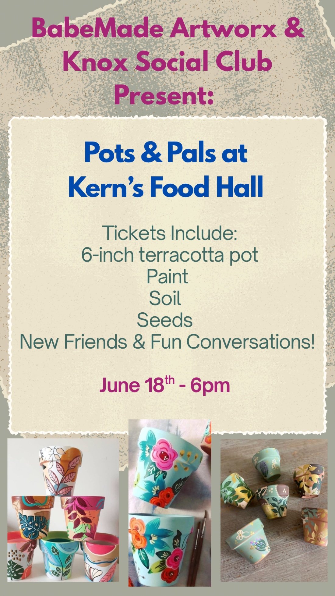 Pots & Pals Tickets, Kern's Food Hall, Knoxville, 18 June 2025 | AllEvents
