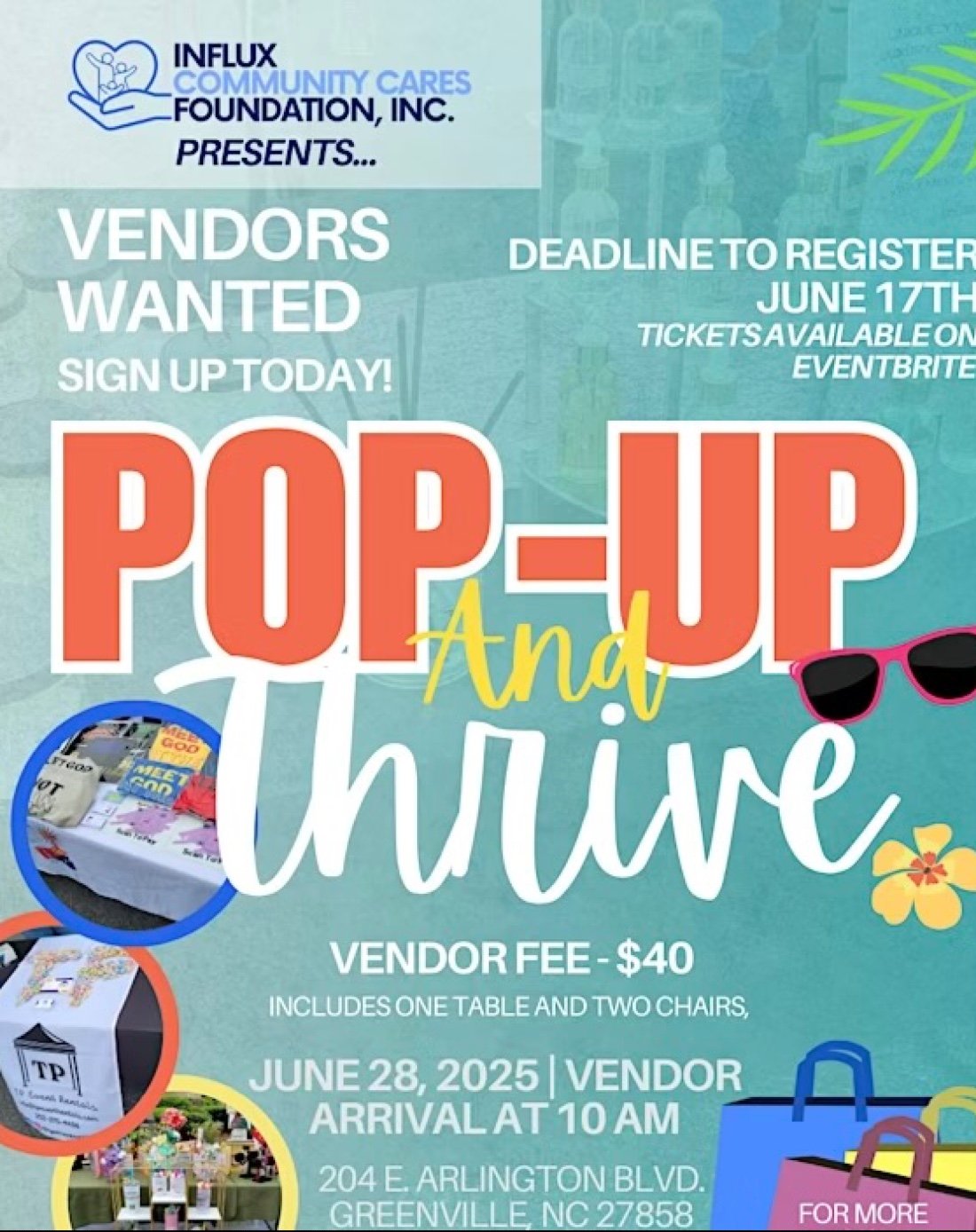 Pop Up and THRIVE Fundraiser – Vendors Wanted, 204 East Arlington ...