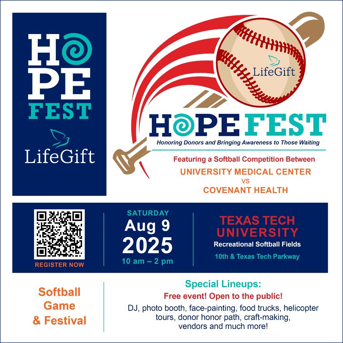 LifeGifts HopeFest 2025, Texas Tech Rec Sports Softball Fields, Lubbock ...
