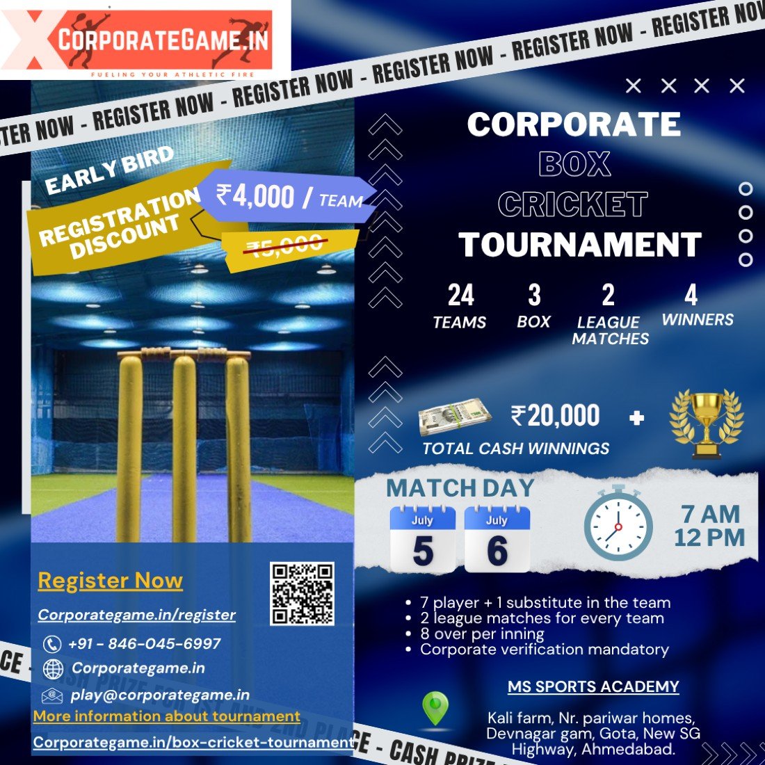 Corporate Box Cricket Tournament, MS Sports Academy in Ahmedabad, 5 ...