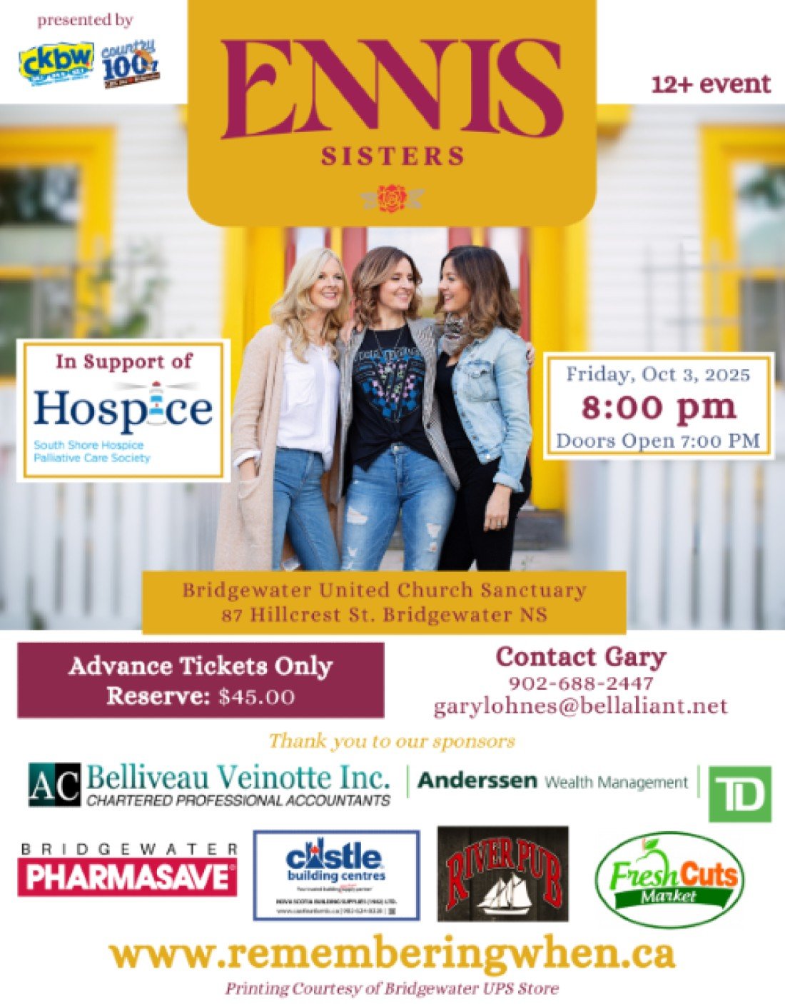 The Ennis Sisters in Concert, Bridgewater Baptist Church, Glen Allan ...