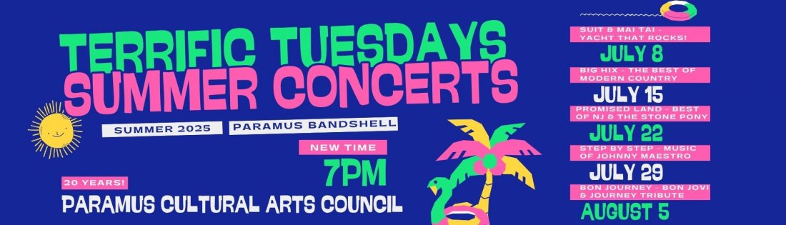 Terrific Tuesdays Summer Concert Series, Paramus Library Bandshell, 15 ...