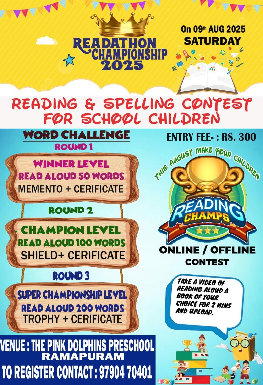 READATHON CHAMPIONSHIP 2025 READING COMPETITION 5yrs to 12yrs, The Pink Dolphins Preschool, 1st ...