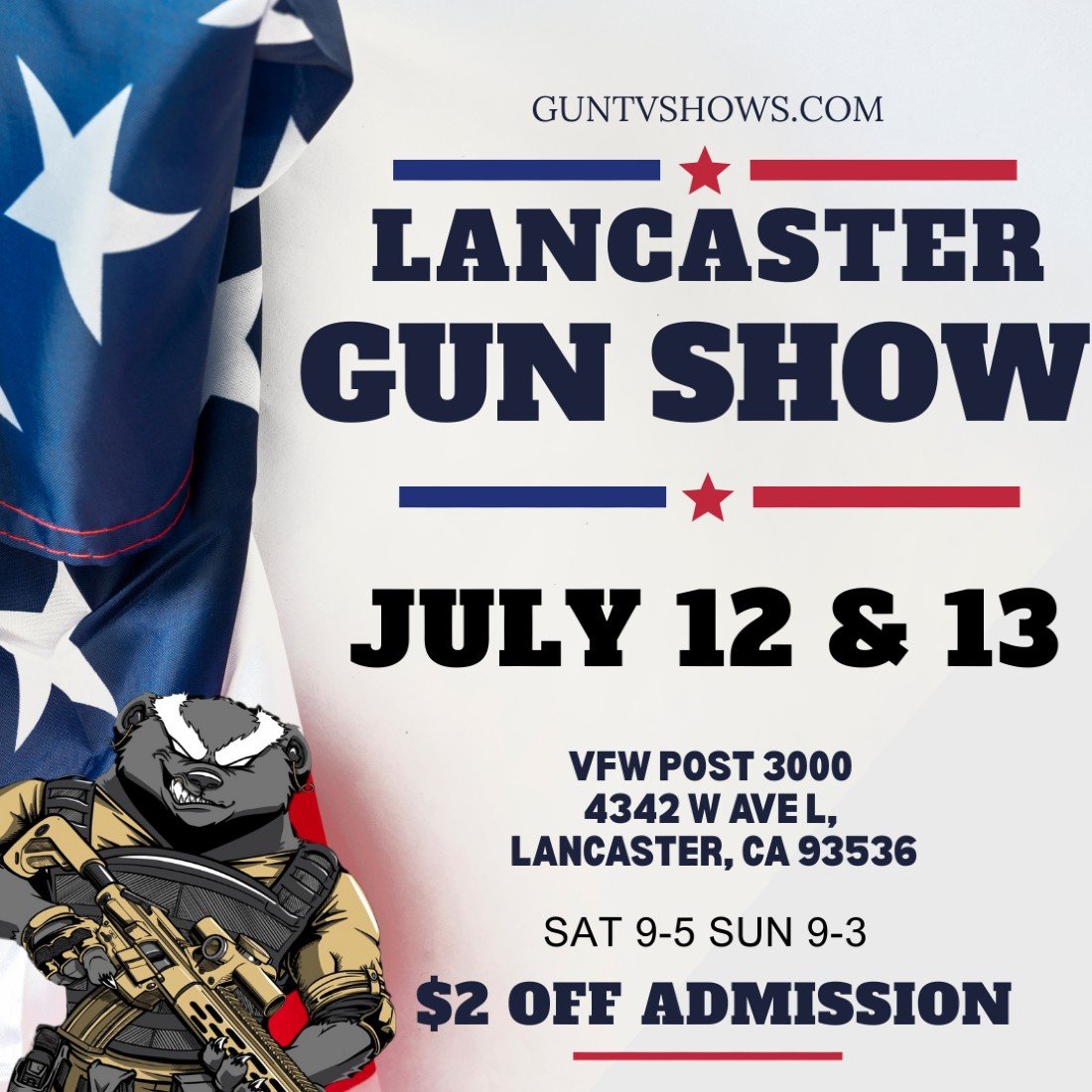 Lancaster Gun Show, VFW Post 3000, Lancaster, 12 July to 13 July ...