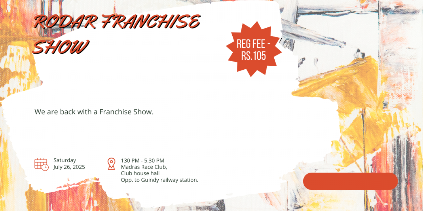 RODAR FRANCHISE EVENT, Madras Race Club, Chennai, 26 July 2025 | AllEvents