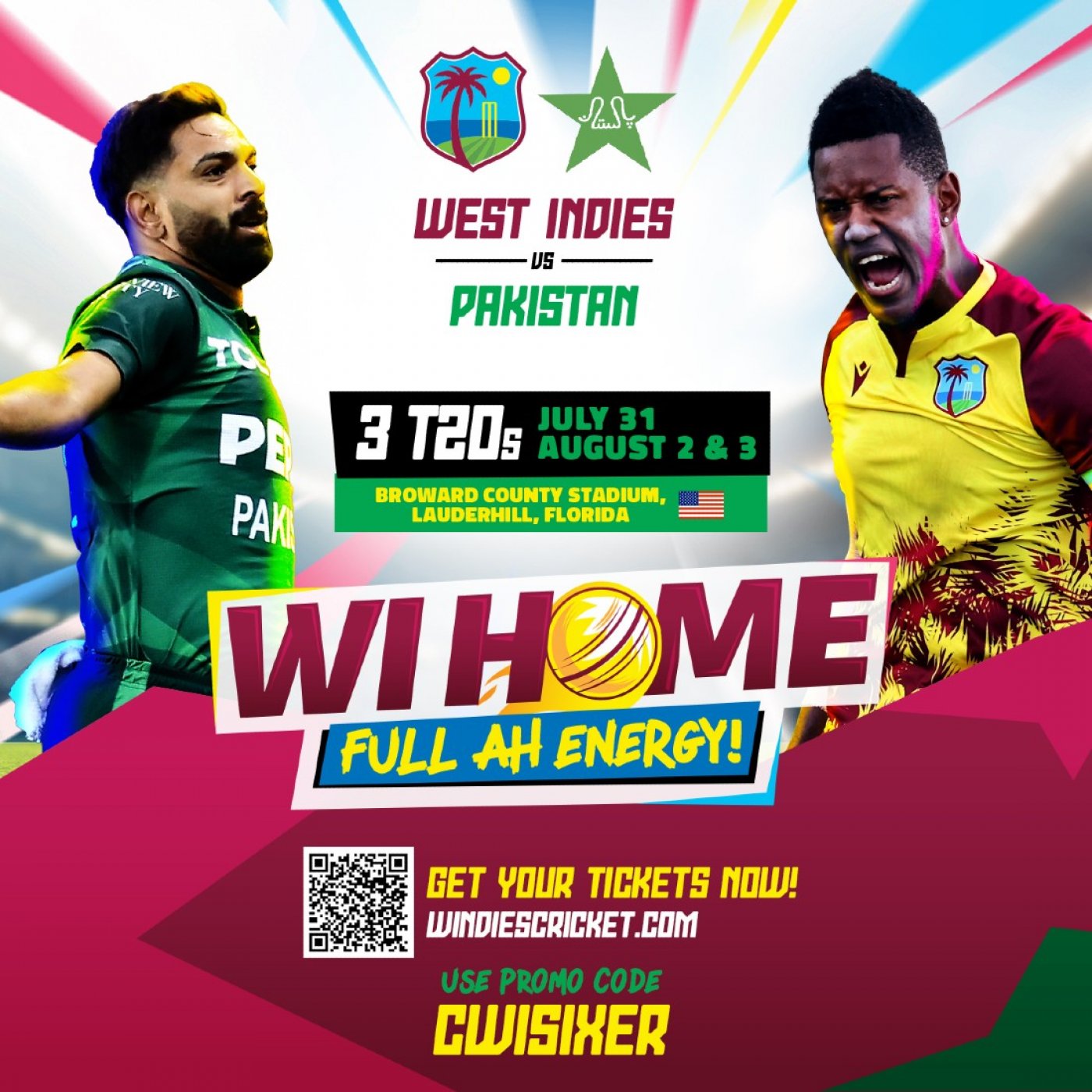 West Indies vs Pakistan T20 Series at Broward County Stadium, Central Broward Park & Broward ...