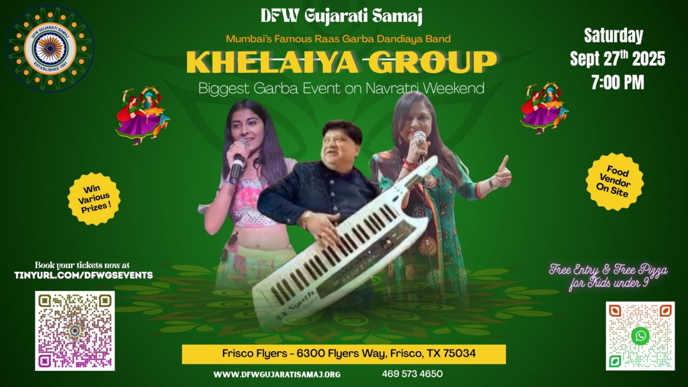 Khelaiya Raas Garba - Navratri 2025 - DFW Gujarati Samaj Dandiya Night ...