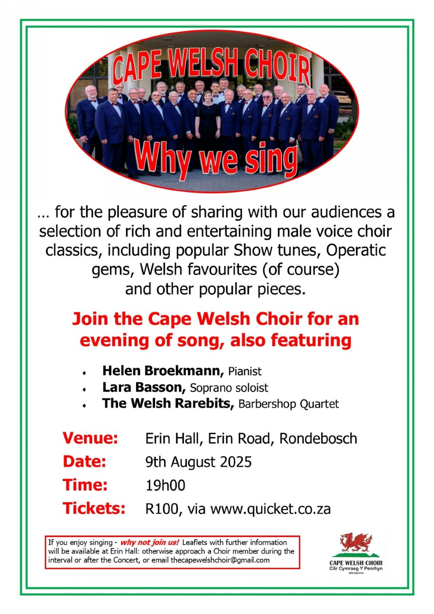 Why We Sing, Erin Hall, Erin Road, Rondebosch, Cape Town, South Africa ...