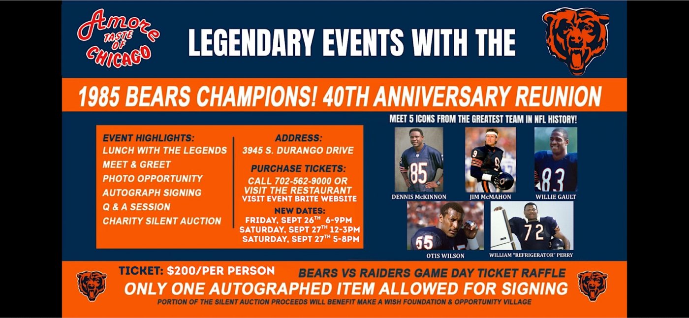 1985 Chicago Bears Anniversary Reunion presented by Amore Taste of ...