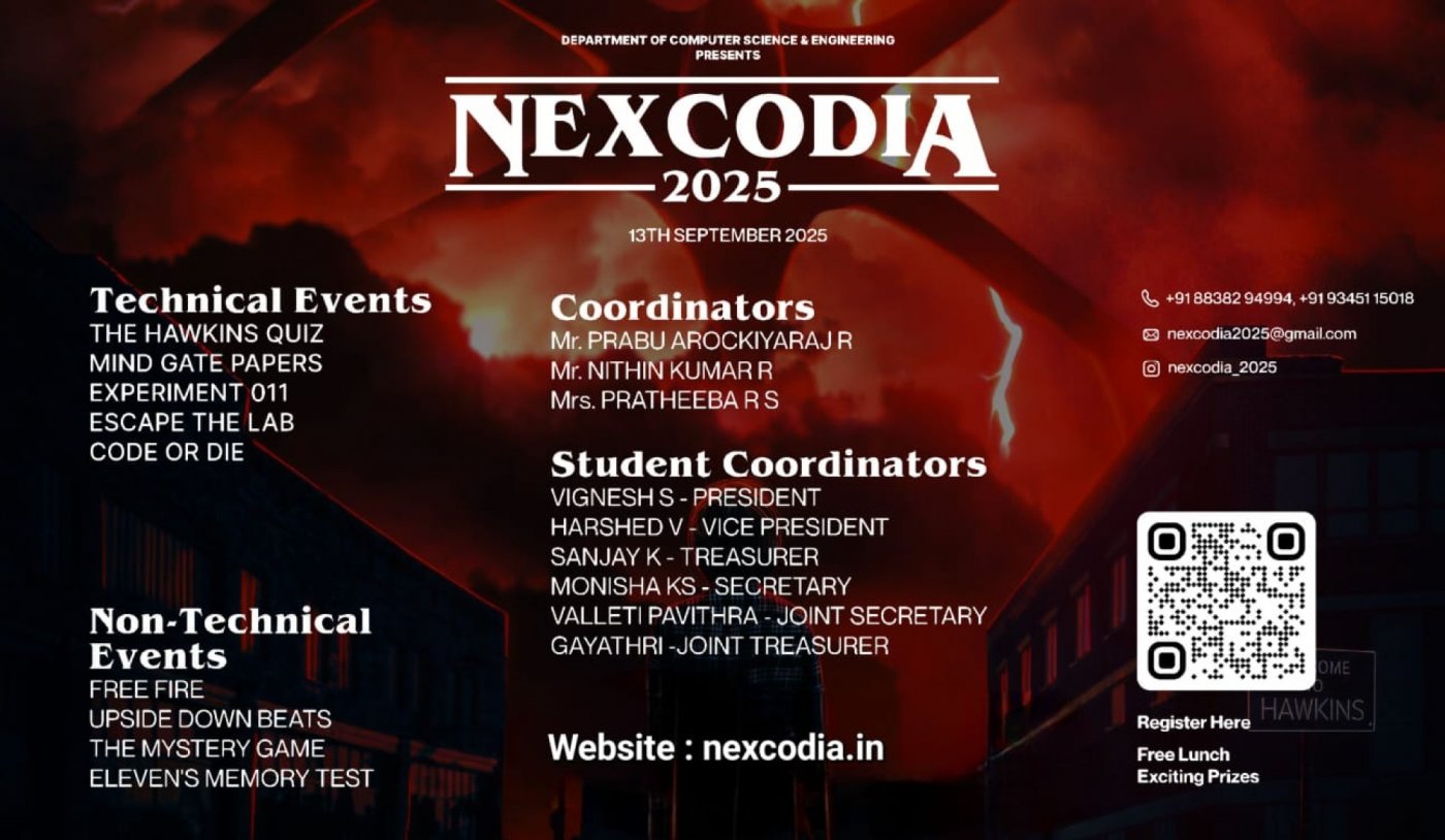 NEXCODIA - National level Symposium Event, Velammal Institute of ...