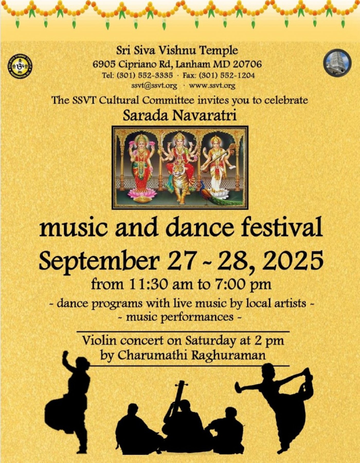 SSVT Sarada Navaratri Cultural Festival 2025, Sri Siva Vishnu Temple ...