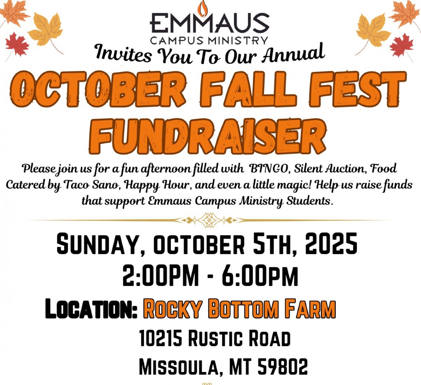 Emmaus Campus Ministrys Fall Fest Fundraiser, Rocky Bottom Farm ...