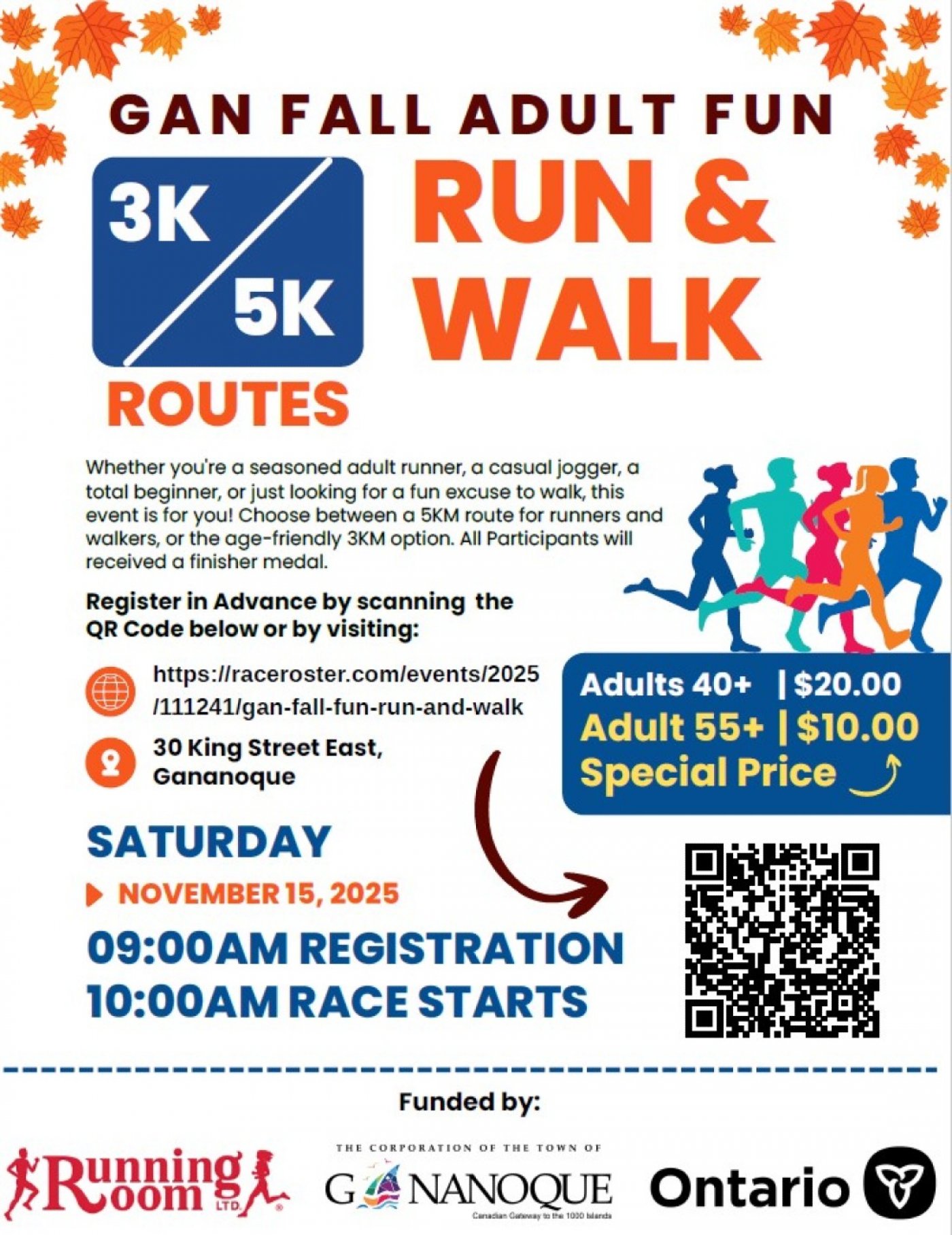 Gan Fall Fun Adult Run & Walk , 30 King St E, Gananoque, 15 November ...