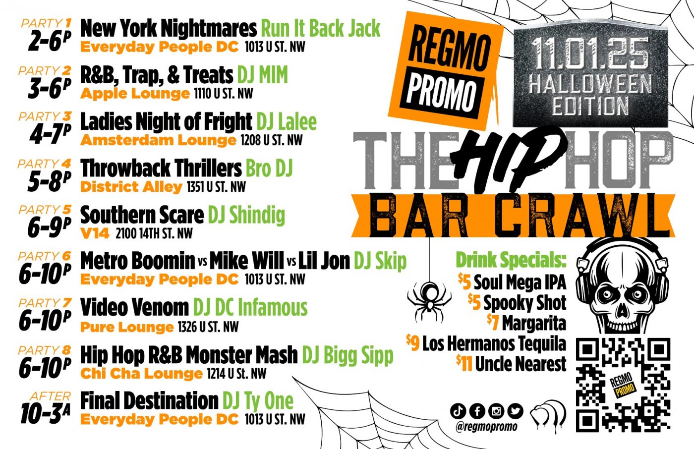 10th Annual Hip Hop Halloween Bar Crawl, Bars & Clubs along the U ...