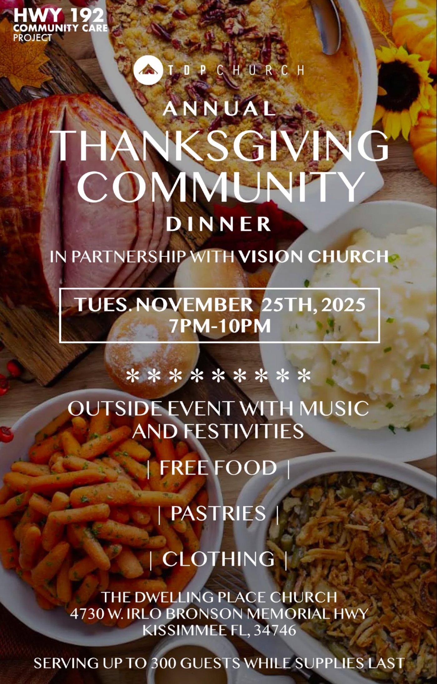 FREE Annual Community Thanksgiving Dinner, TDP Church // The Dwelling ...