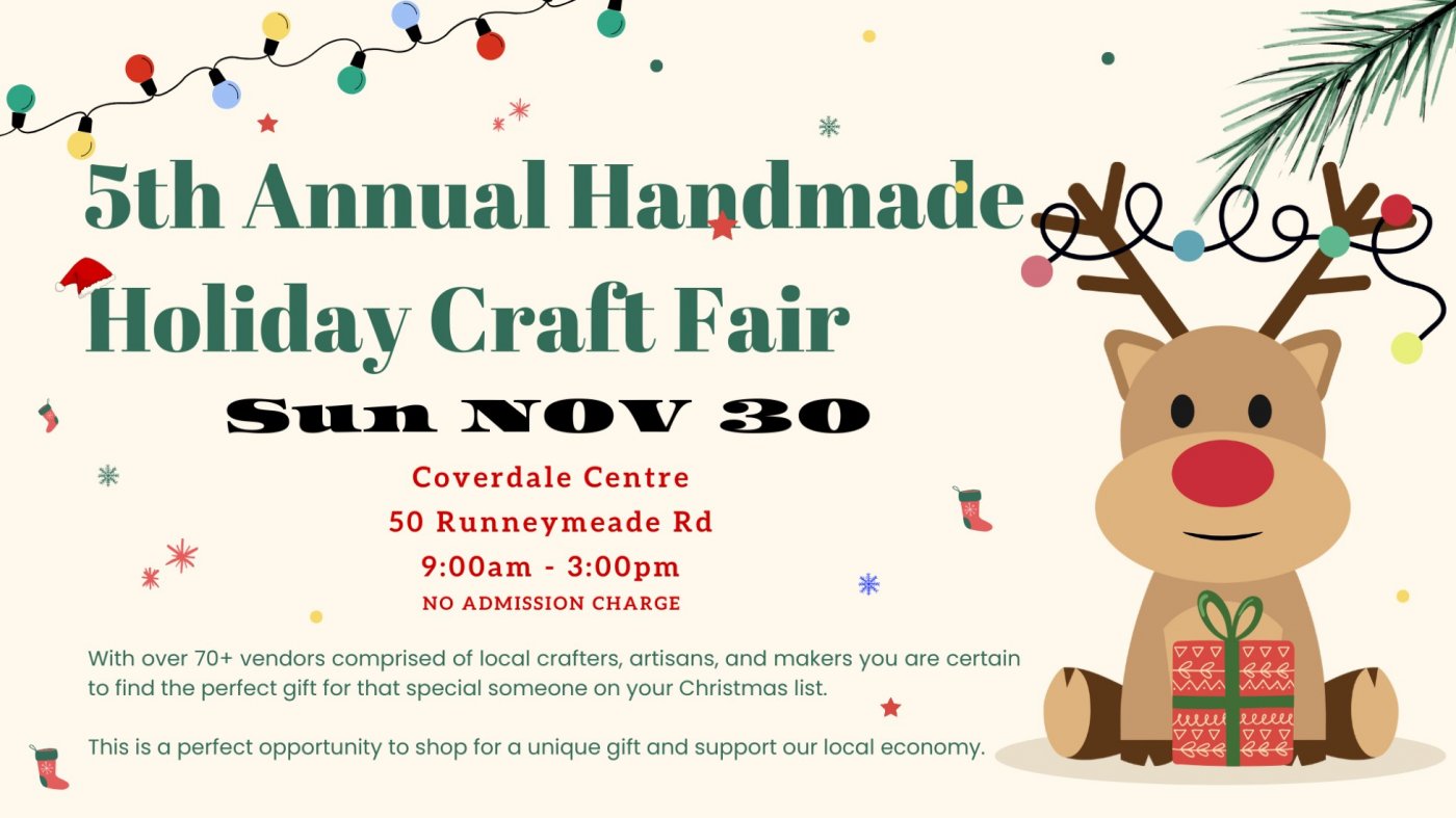 5th Annual Handmade Holiday Craft Fair, Coverdale Centre, Riverview, 30 ...