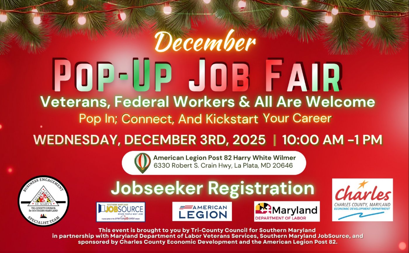 December Pop-Up Job Fair, American Legion Post 82 - Harry White Wilmer ...