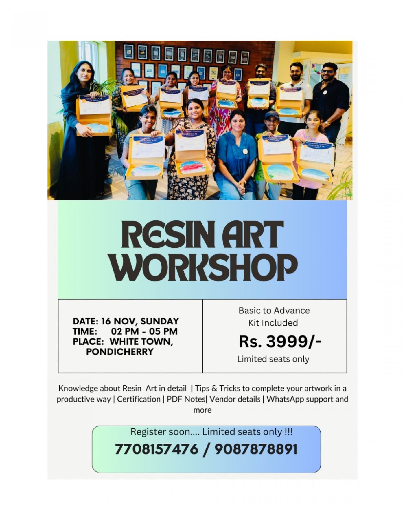 Resin Art workshop - Offline @Pondicherry, White Town, Puducherry, 16 ...