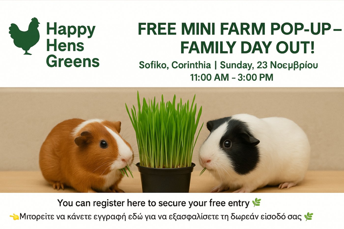? Happy Hens Greens: First Mini Farm Pop-Up – Sofiko, Venetsanos Venue ...