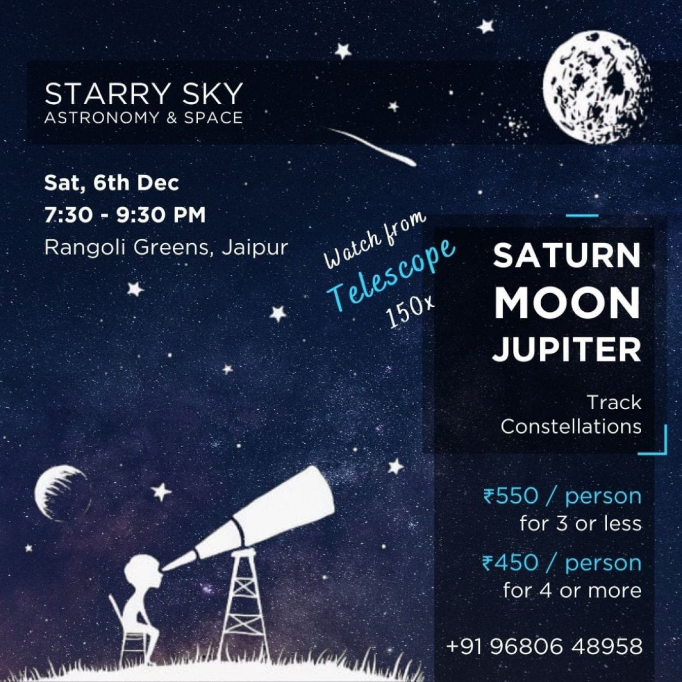Starry SKY Moon+Jupiter+Saturn (6thDec25), Rangoli Greens, Jaipur, 6 December 2025 | AllEvents