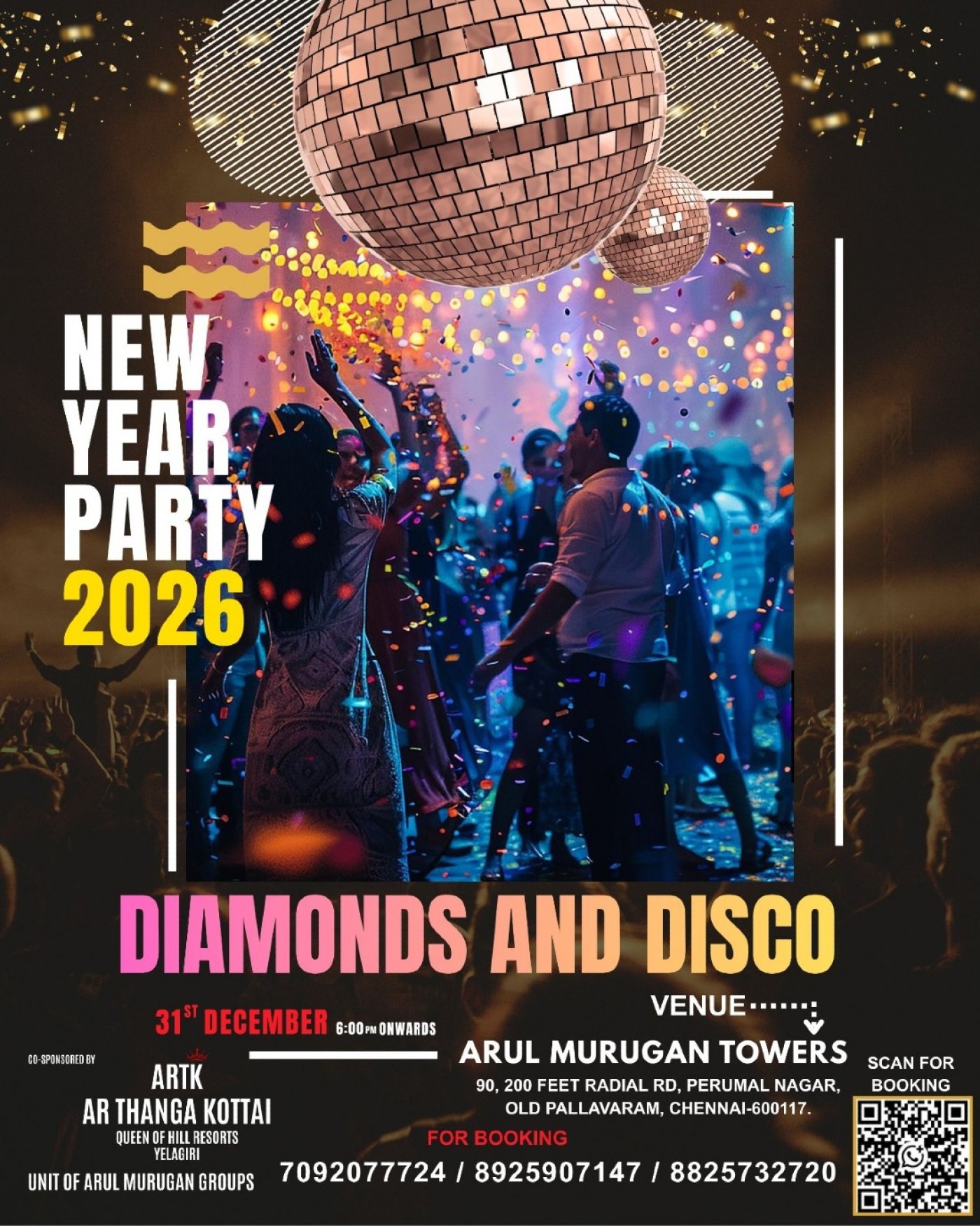 DIAMONDS AND DISCO Tickets, Arul Murugan Towers, Chennai, 31 December ...