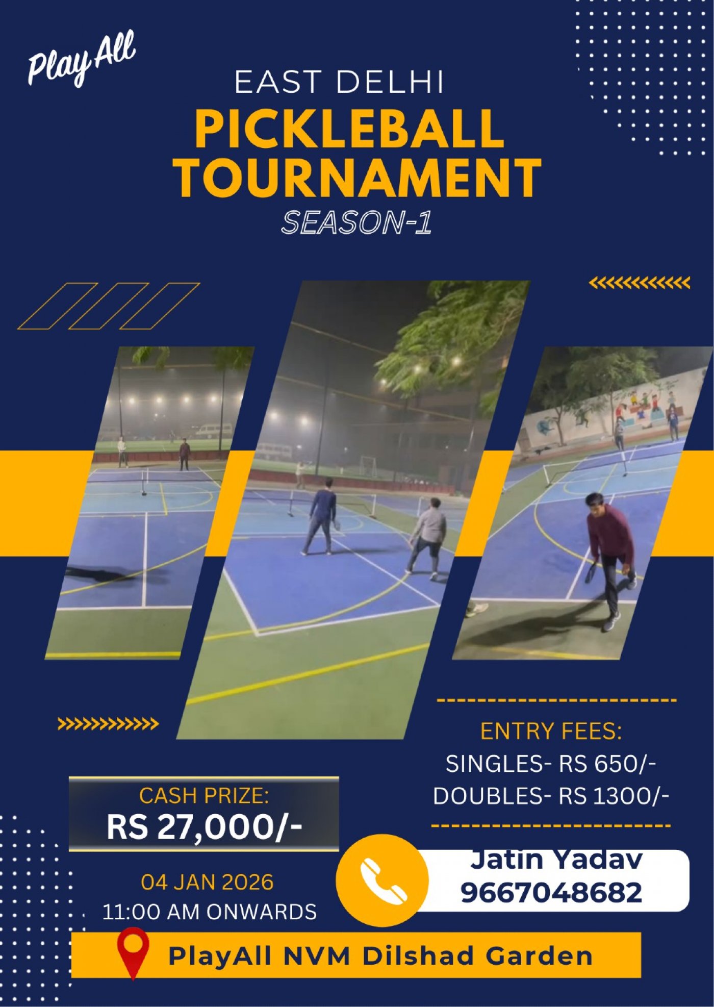 East Delhi Pickleball Championship - 01 Tickets, PlayAll NVM Dilshad ...