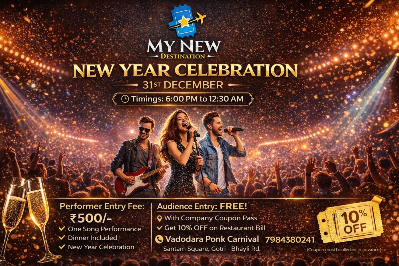 New year Celebration Tickets, Vadodara ponk carnival, 31 December to 1 ...
