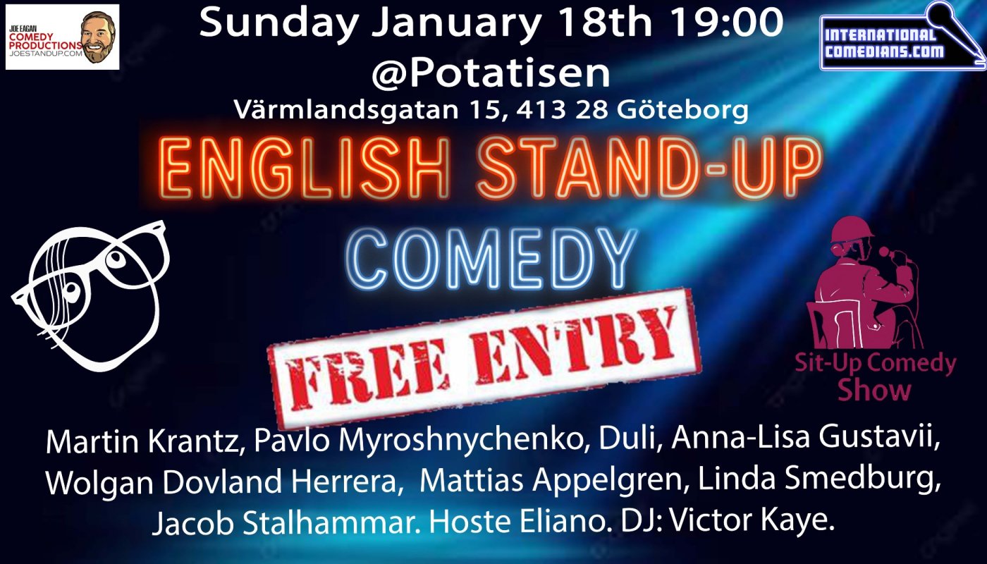 English Stand-up comedy, Restaurang Potatisen - Livemusik, Standup ...