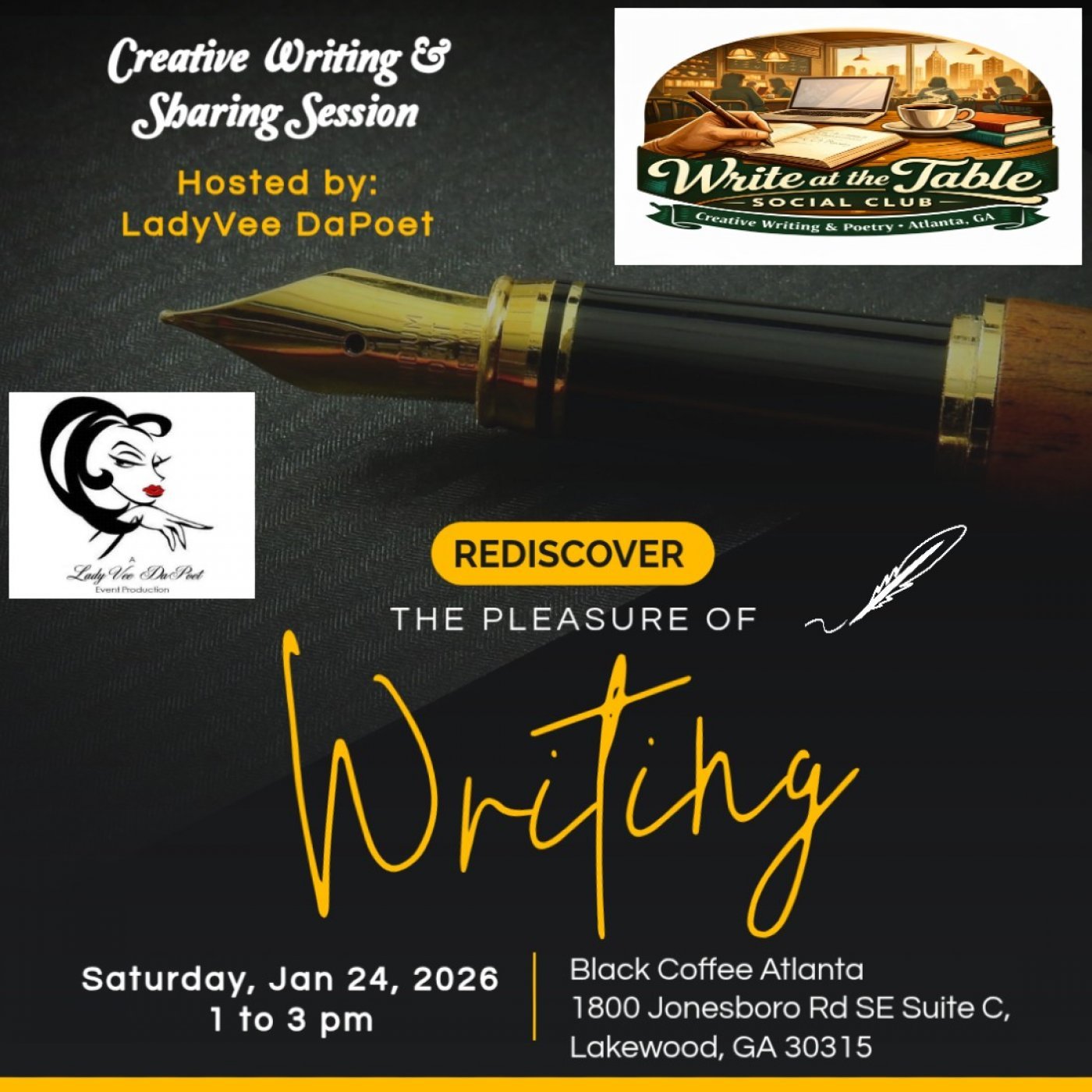 Write at the Table Social Club at Black Coffee Atlanta Tickets, Black ...