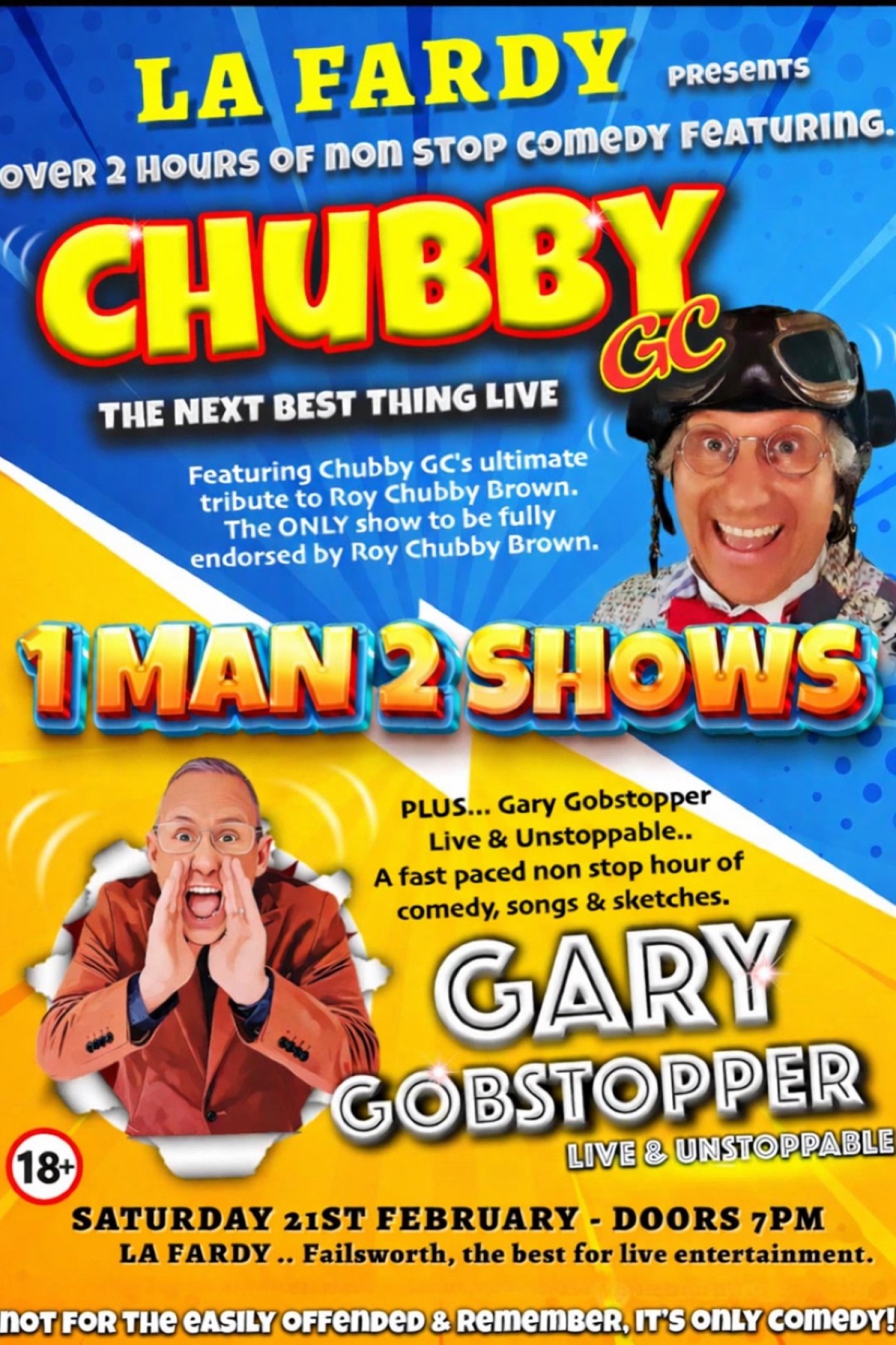 COMEDY NIGHT@ LA FARDY / CHUBBY BROWN TRIBUTE + GARY GOBSTOPPER Tickets ...