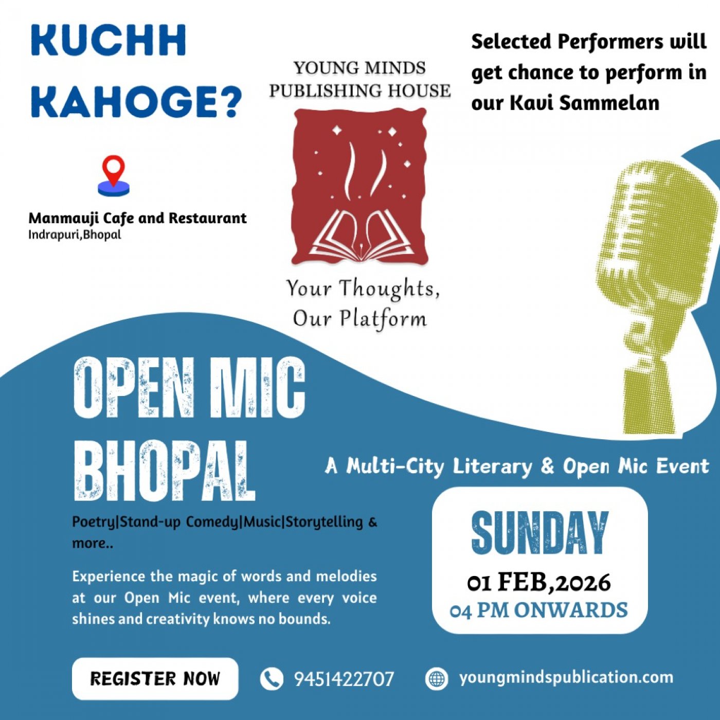 Open Mic Bhopal Kuchh Kahoge Tickets, Manmauji Cafe and Restaurant ...