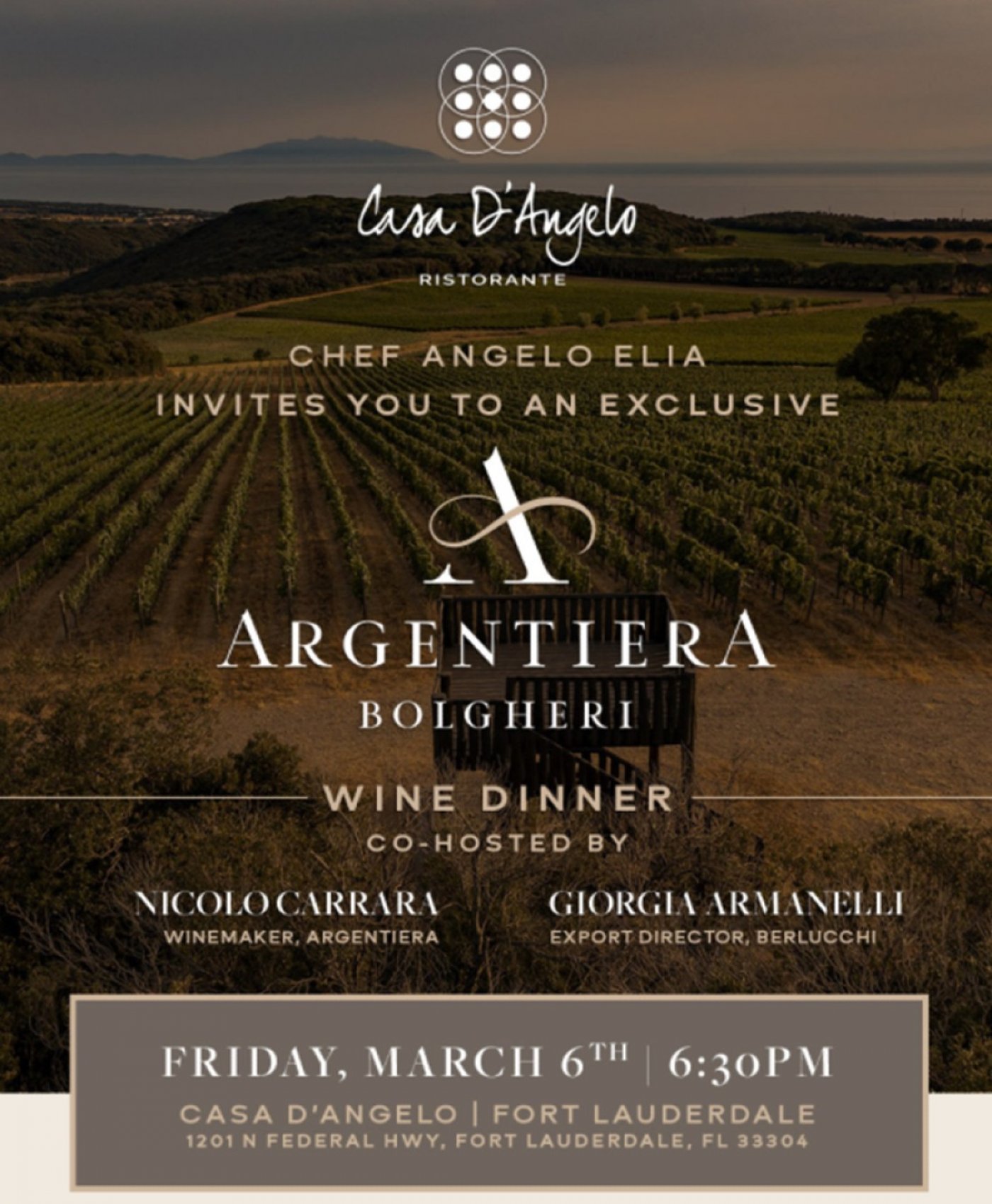 Argentiera Bolgheri Wine Dinner at Casa DAngelo Fort Lauderdale, Casa D ...