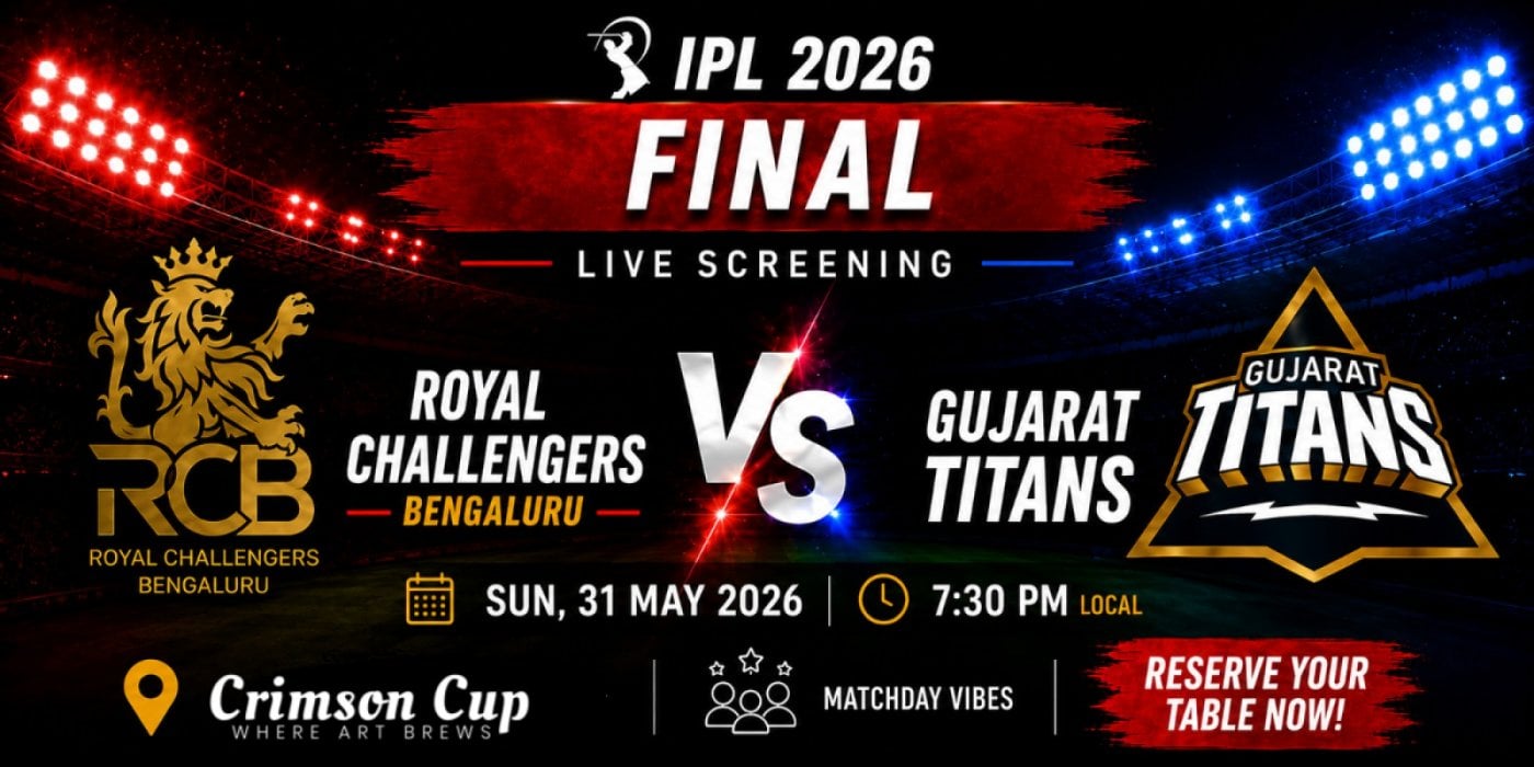 IPL FINAL 2026 | RCB vs GUJARAT TITANS Tickets, Crimson Cup Cafe ...