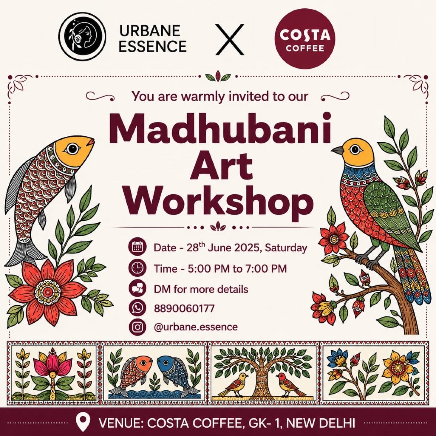 Brewed in Art: A Madhubani Workshop Tickets, Costa coffee N block, New ...